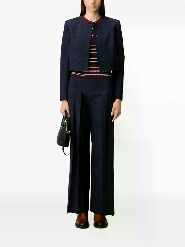 Claudie Pierlot Checked Boxy Jacket - Blue