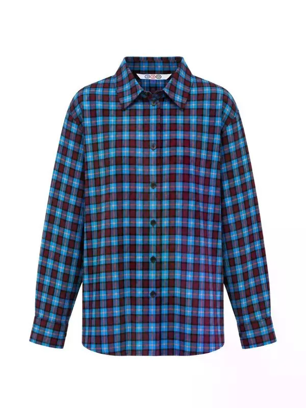 ORDINARY COUTURE CODE Check-pattern Pleated Shirt