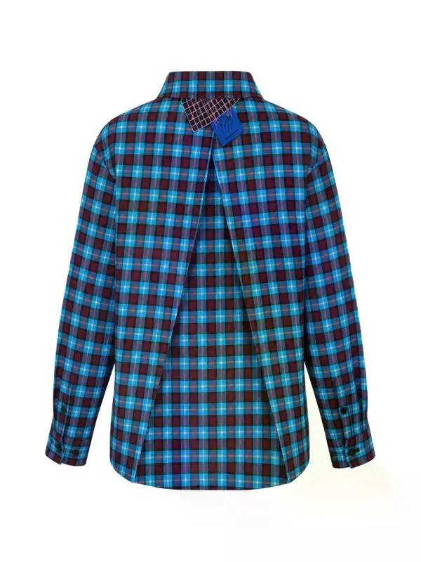 ORDINARY COUTURE CODE Check-pattern Pleated Shirt