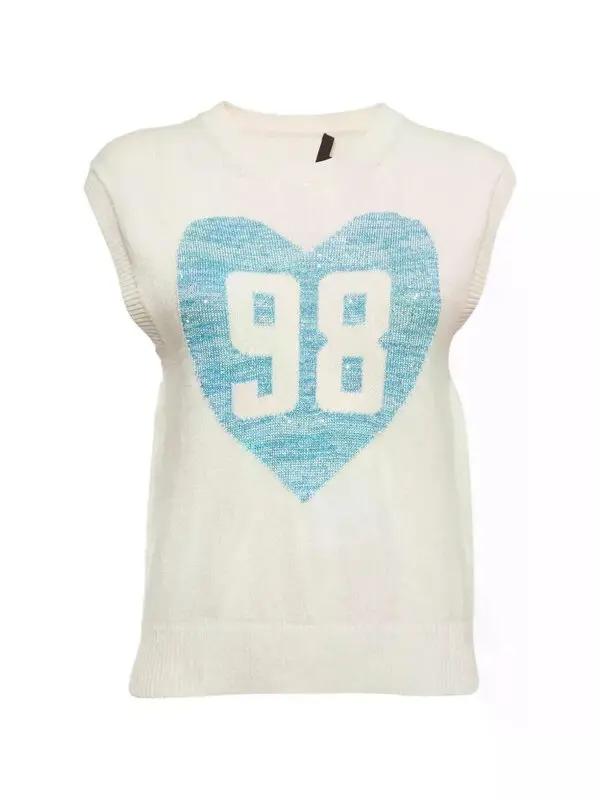 Maje Sequinned Heart Sleeveless Sweater