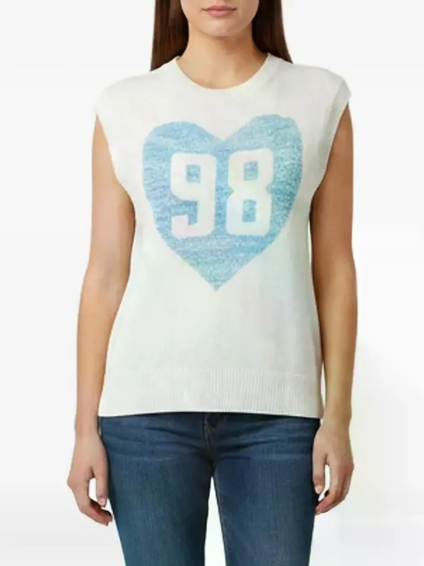 Maje Sequinned Heart Sleeveless Sweater