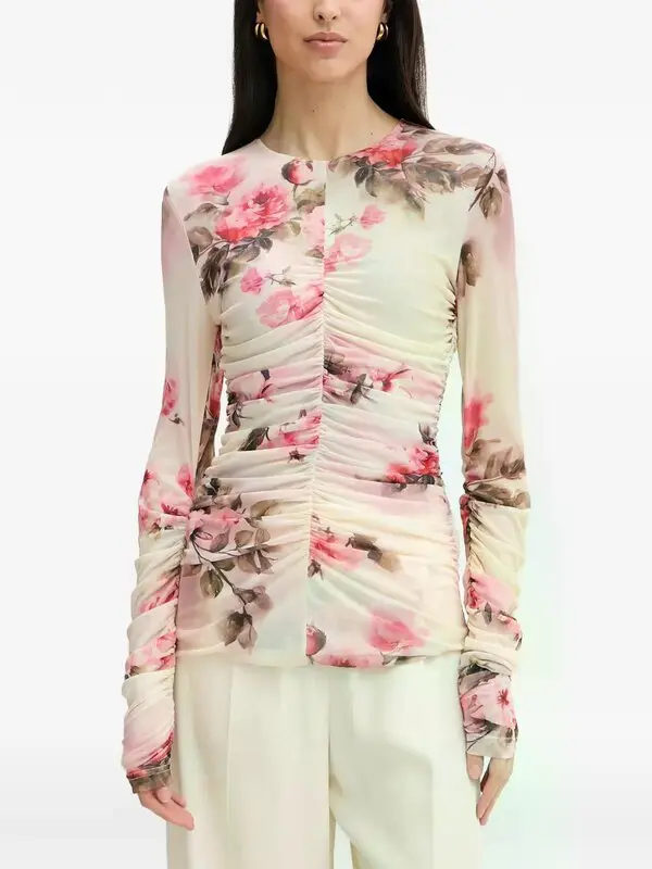 SILVIAN HEACH Vanas Floral-print Ruched Top