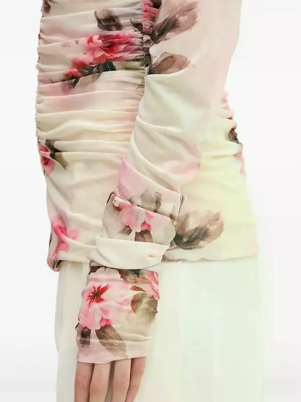 SILVIAN HEACH Floral-print Ruched Top
