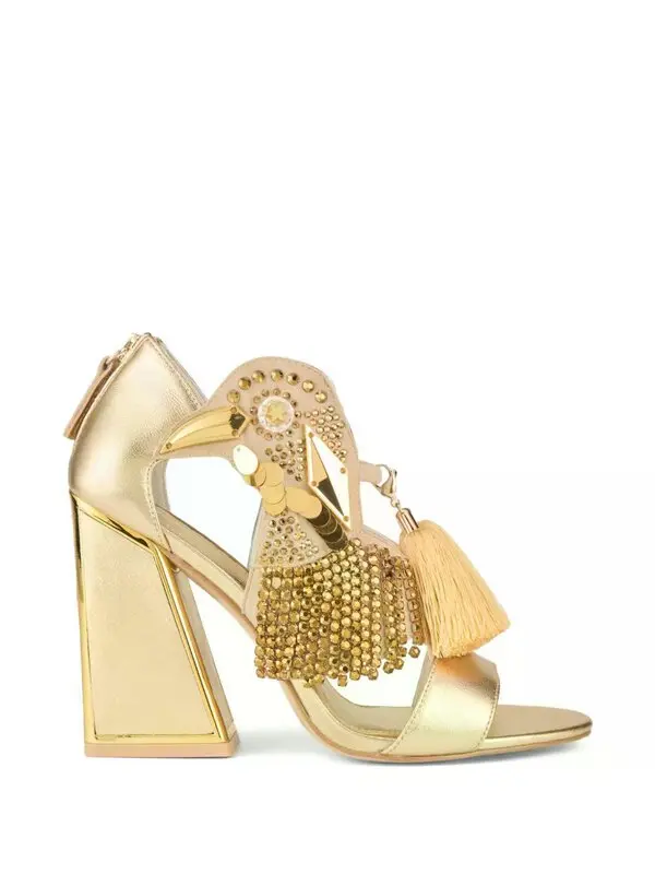 KAT MACONIE Aya Embellished Tassel Sandals - Gold