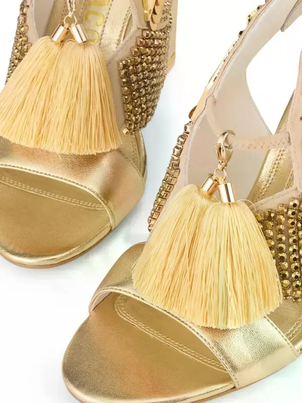 KAT MACONIE Aya Embellished Tassel Sandals - Gold