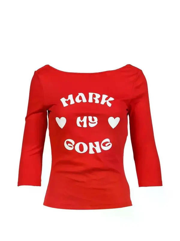 MARKGONG Printed Cowl-neck Backless Top