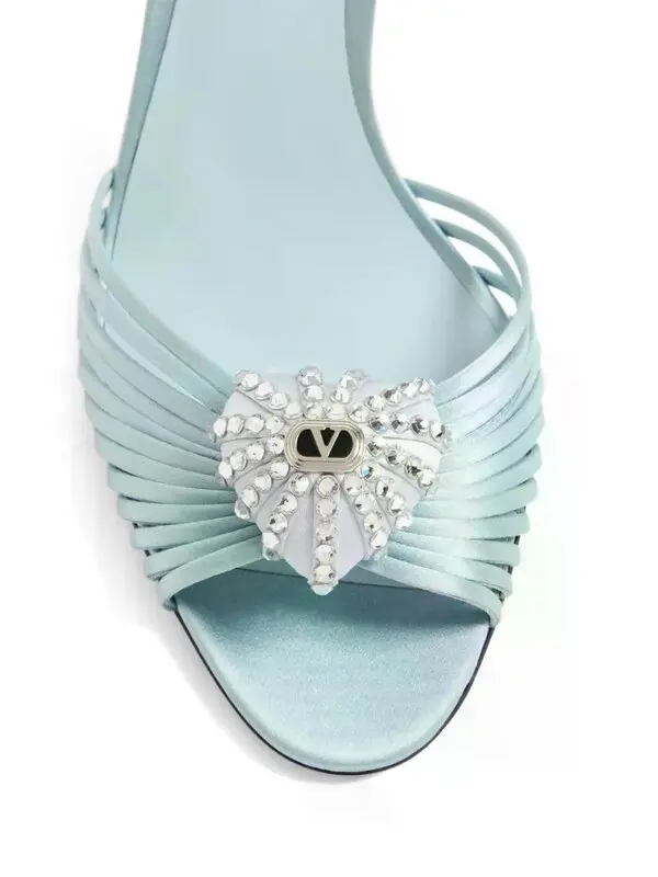 Valentino Garavani Coeur Royal Satin 85mm Sandals - Blue