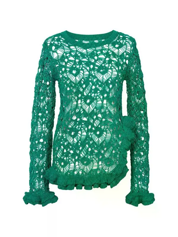 MULLER OF YOSHIOKUBO Frilled Lace-knit Blouse - Green