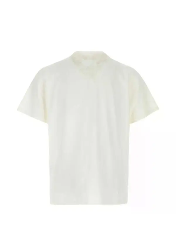 MAISON MARGIELA Lace-panel V-neck T-shirt - Neutrals
