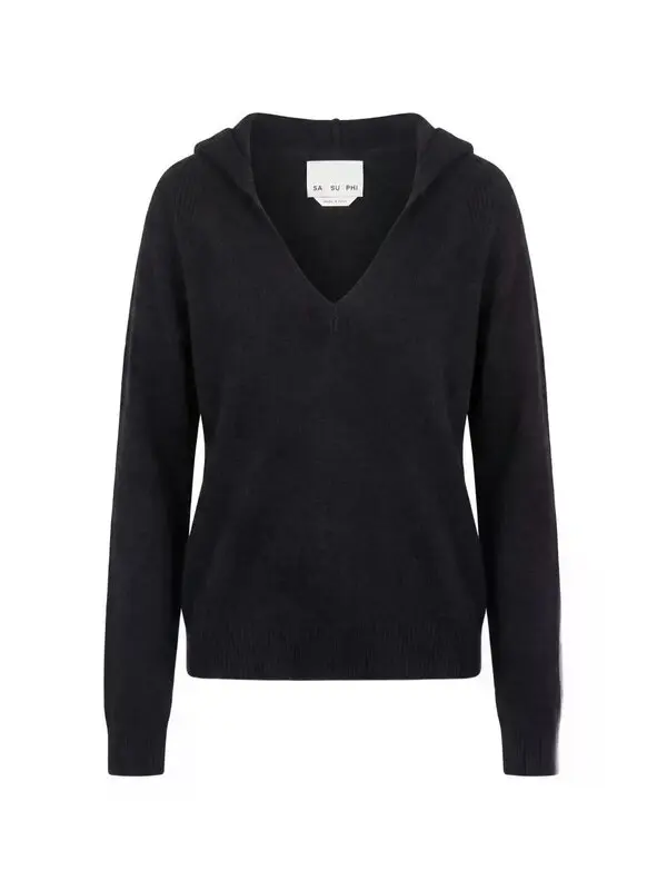 SA SU PHI Cashmere V-neck Hoodie - Black