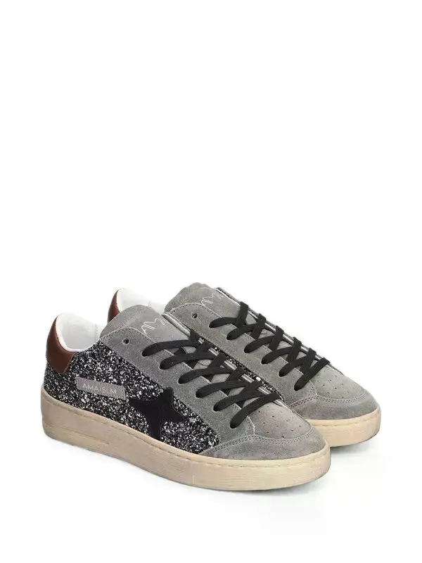 AMA-BRAND Glitter-embellished Star-patch Sneakers