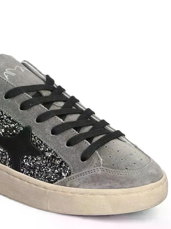 AMA-BRAND Glitter-embellished Star-patch Sneakers
