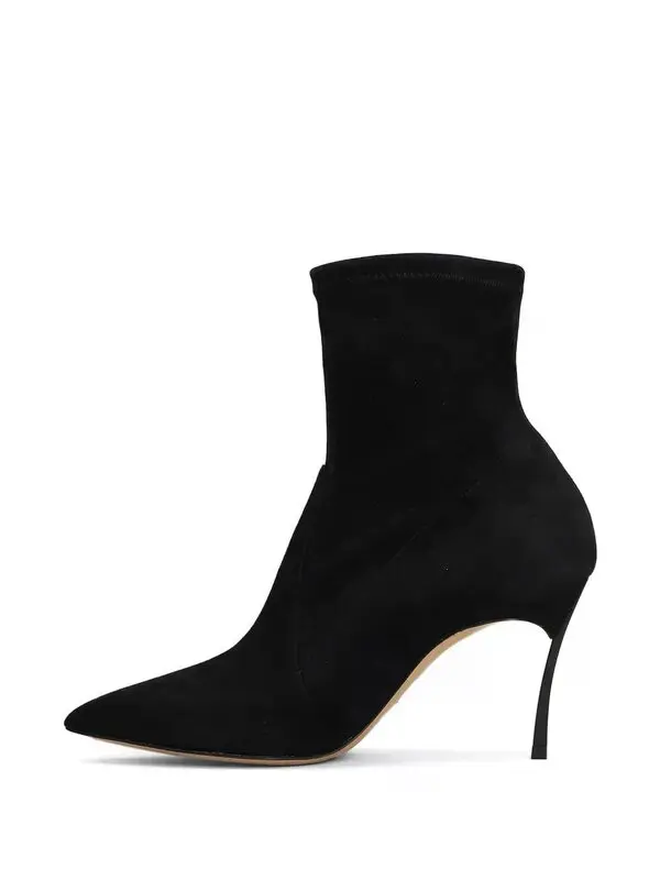 Casadei Suede Pointed-toe Ankle Boots - Black