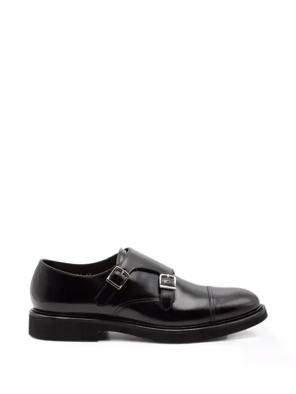 DOUCAL'S Double-buckle Leather Shoes - Black