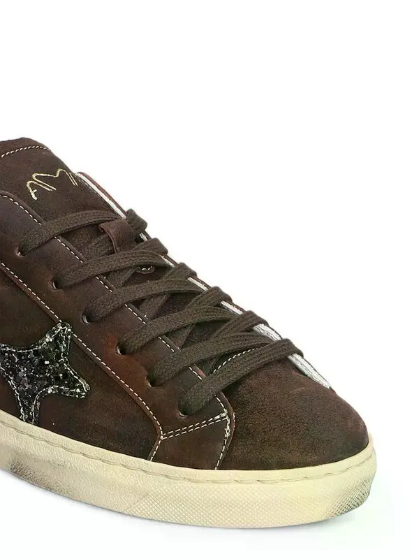 AMA-BRAND Glitter-star Leather Sneakers