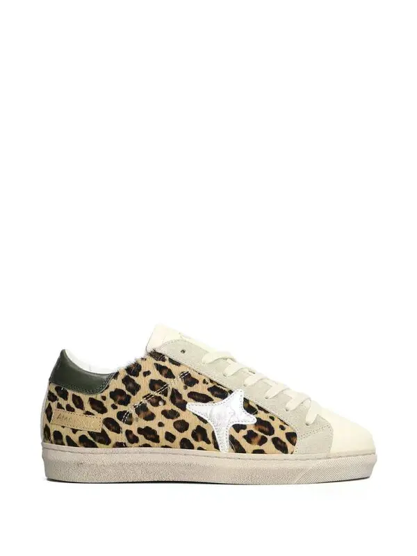 AMA-BRAND Leopard-print Star-patch Sneakers - Neutrals