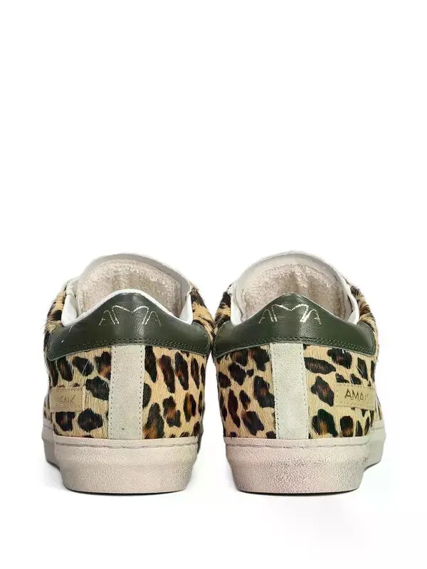 AMA-BRAND Leopard-print Star-patch Sneakers