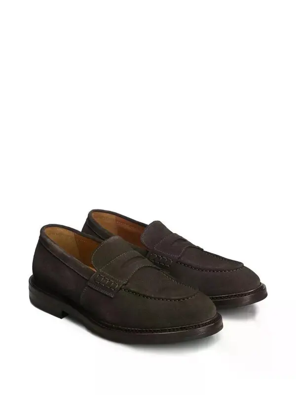 GREEN GEORGE Suede Penny Loafers - Brown