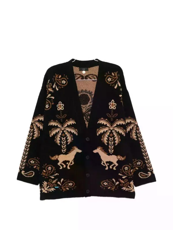 Alanui Palm-intarsia Knitted Cardigan