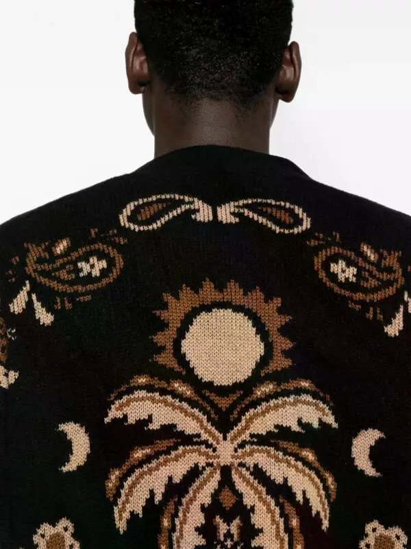 Alanui Palm-intarsia Knitted Cardigan