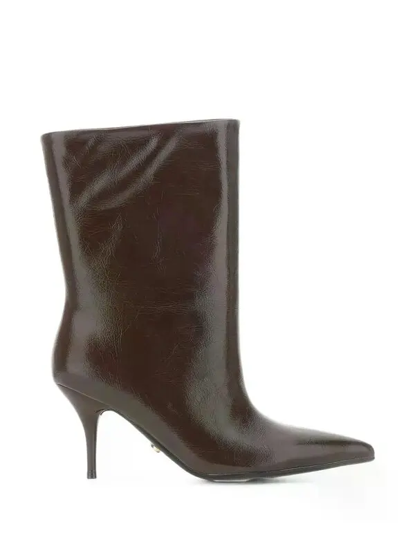 TWENTY FOURHAITCH Unuk Crinkled-patent Pointed-toe Ankle Boots - Brown