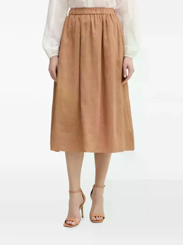 SILVIAN HEACH Shipo Gathered Elasticated-waist Midi Skirt - Pink