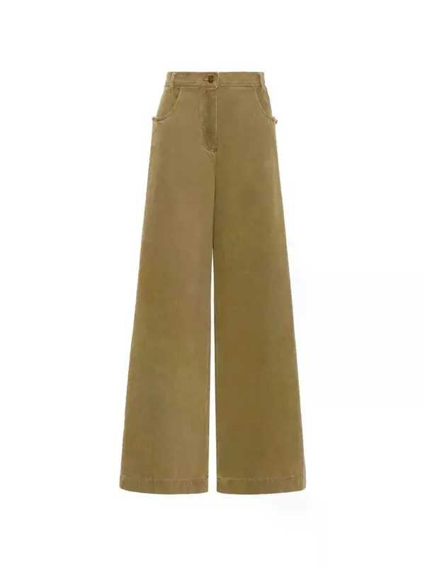 Max Mara Coated Cotton Bull Denim Trousers Kaki - Green