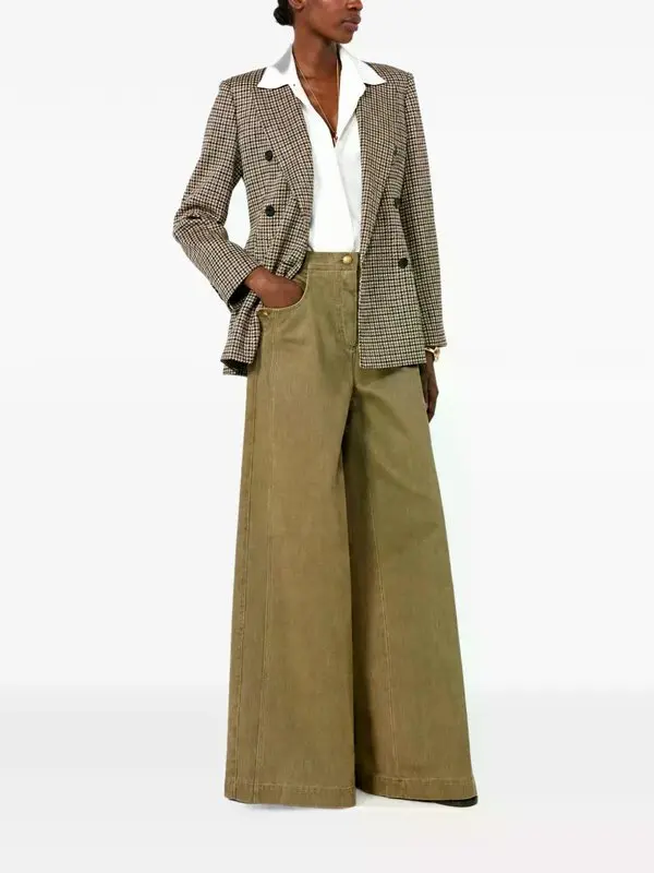 Max Mara Coated Cotton Bull Denim Trousers Kaki