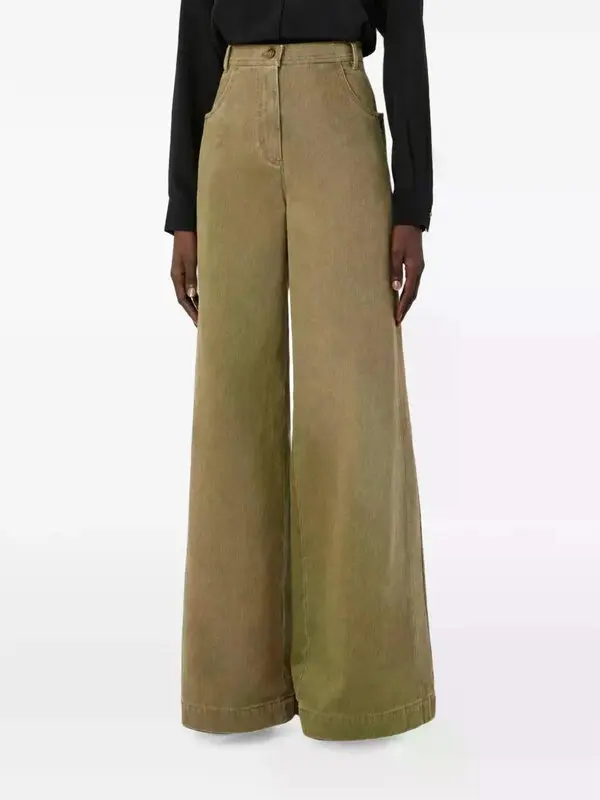 Max Mara Coated Cotton Bull Denim Trousers Kaki
