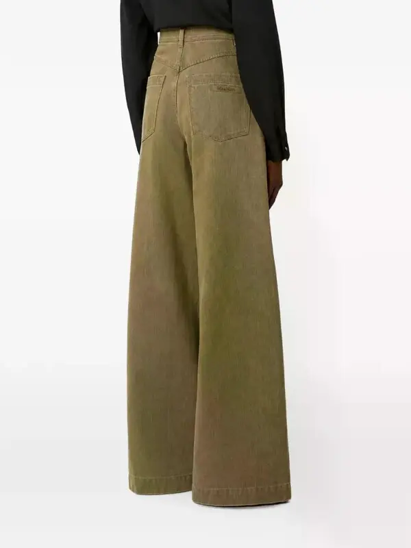 Max Mara Coated Cotton Bull Denim Trousers Kaki