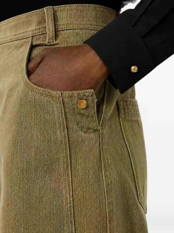 Max Mara Coated Cotton Bull Denim Trousers Kaki