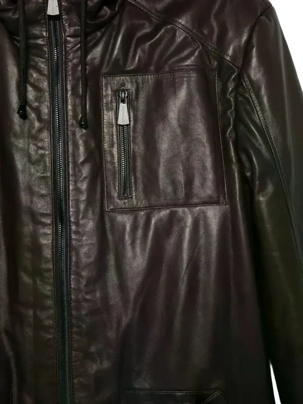 SERGIO MORETTI FIRENZE Hooded Leather Jacket