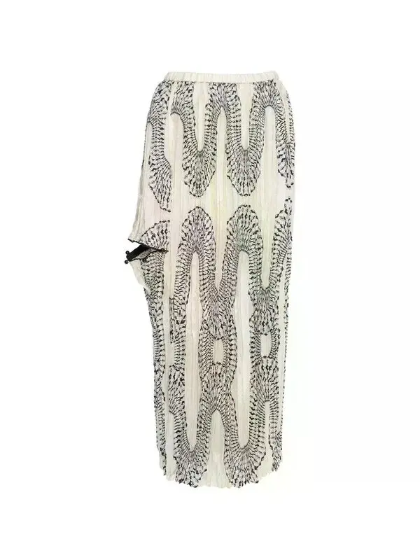 MULLER OF YOSHIOKUBO Geometric-print Pleated Midi Skirt - Neutrals