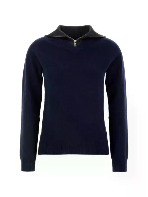 MAISON MARGIELA Quarter-zip Knitted Sweater - Blue