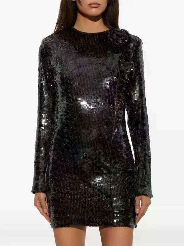 ROTATE BY BIRGER CHRISTENSEN Sequin-embellished Floral-appliqué Dress
