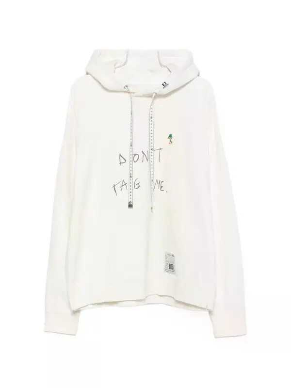 Mihara Yasuhiro Slogan-print Measuring-tape Detail Hoodie - Neutrals