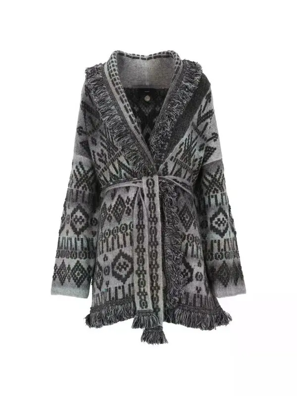 Alanui Time To Shine Patterned-jacquard Cardigan - Grey