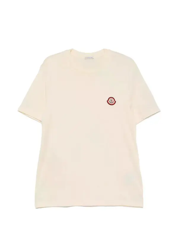 Moncler Logo-patch Jersey T-shirt - Neutrals