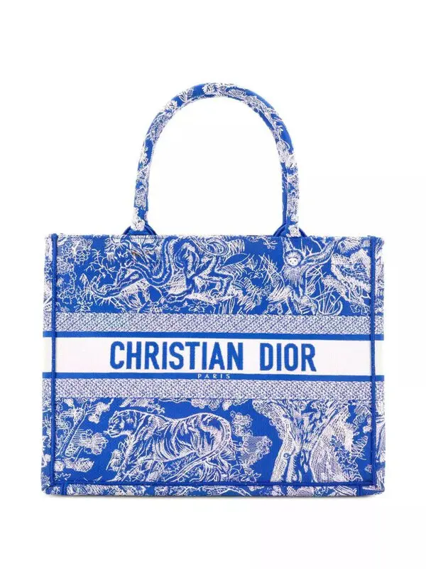 Dior Book Embroidered Canvas Tote Bag - Blue