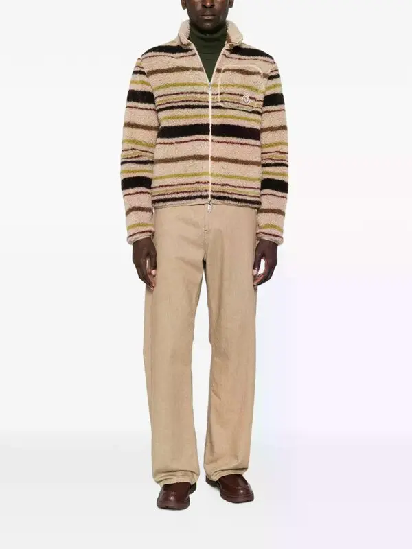 Moncler Teddy Striped Teddy-texture Cardigan