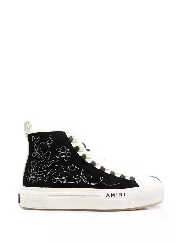 Amiri High Top Embroidered Suede Sneakers