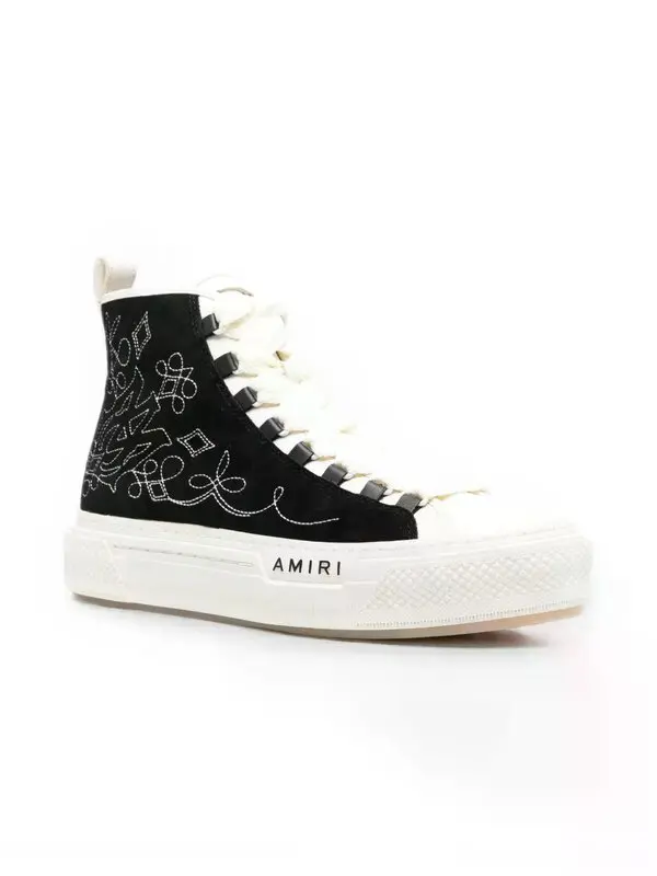 Amiri High Top Embroidered Suede Sneakers