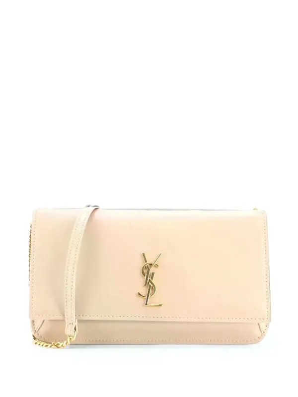 Saint Laurent Leather Classic Monogram Phone Holder Shoulder Bag - Neutrals