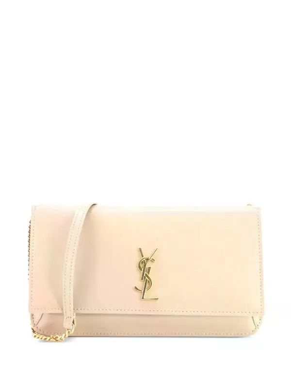 Saint Laurent Leather Classic Monogram Phone Holder Shoulder Bag - Neutrals
