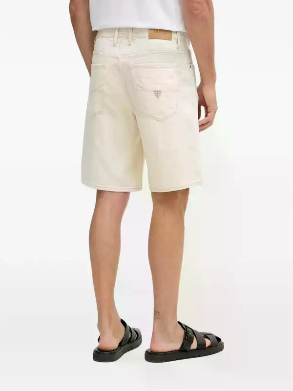 Guess Logo-patch Denim Shorts - Neutrals