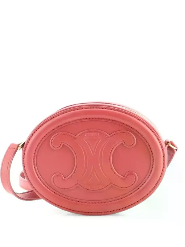Celine Triomphe Oval Leather Mini Crossbody Bag - Pink