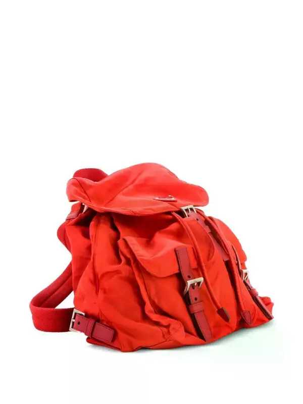 Prada Double Pocket Buckle Tessuto Medium Backpack