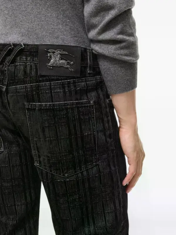 Burberry Check Flocked Straight Jeans