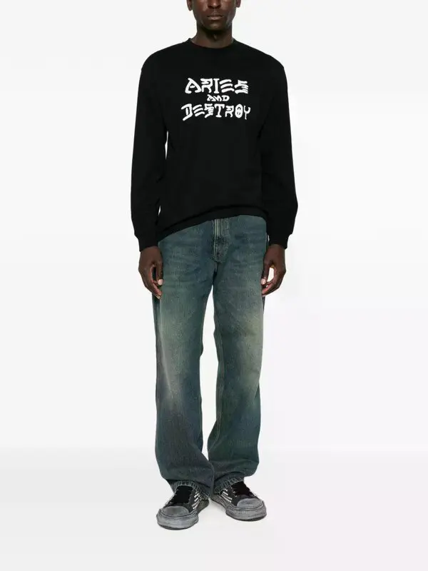 Aries Long-sleeve Slogan-print T-shirt