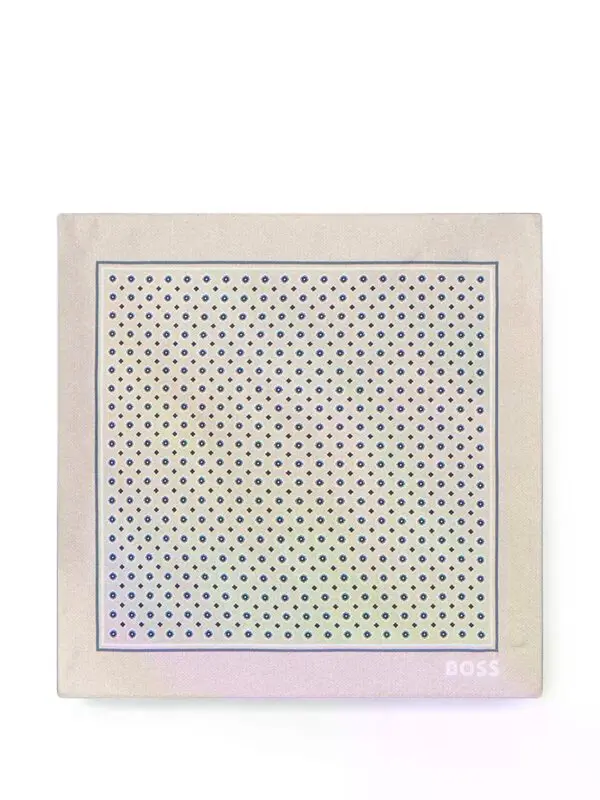 BOSS Geometric-print Pocket Square - Neutrals